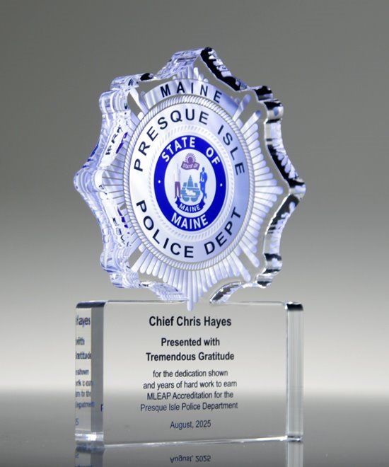 Acrylic Police Badge Award | Silver Badge Trophy | Edco Awards