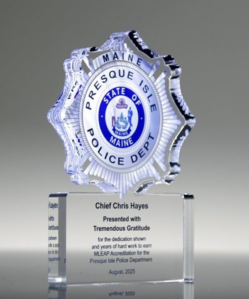 Acrylic Police Badge Award | Silver Badge Trophy | Edco Awards