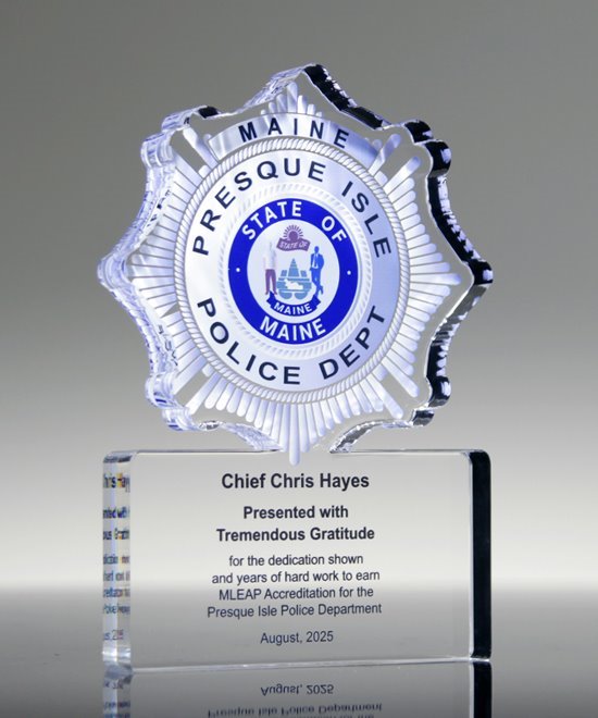 Acrylic Police Badge Award | Silver Badge Trophy | Edco Awards
