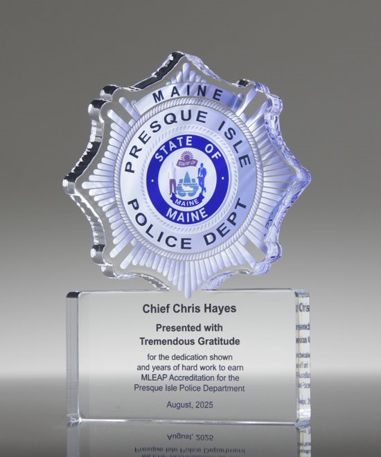 Acrylic Police Badge Award | Silver Badge Trophy | Edco Awards