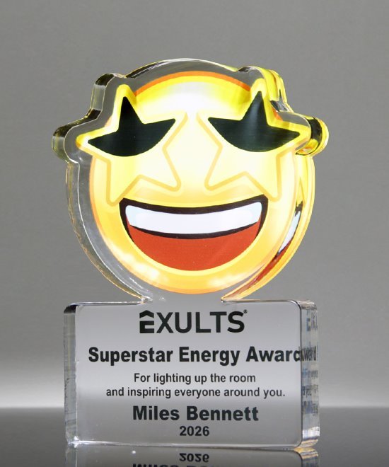 Emoji Star-Struck Face Trophy - Superstar Energy Award | Edco Awards