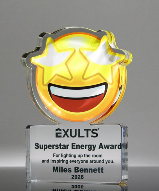 Emoji Star-Struck Face Trophy - Superstar Energy Award | Edco Awards