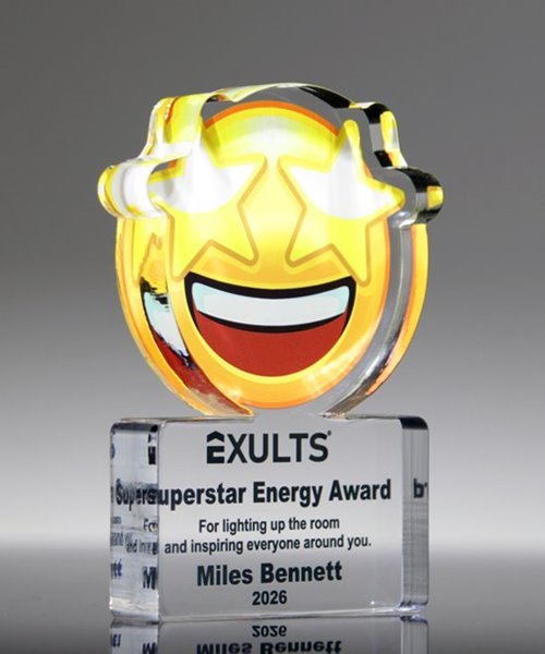 Emoji Star-Struck Face Trophy - Superstar Energy Award | Edco Awards