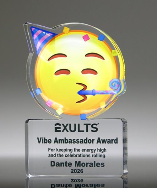Emoji Partying Face Trophy - Vibe Ambassador Award | Edco Awards
