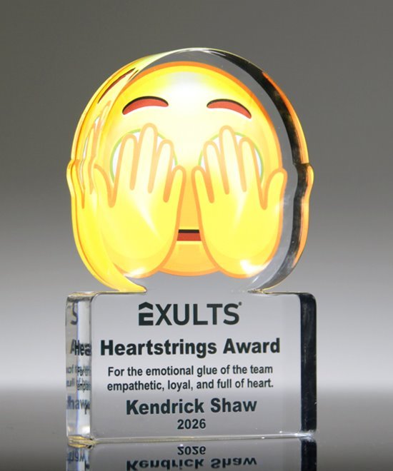 Emoji Hands over Face Trophy - Heartstrings Award | Edco Awards