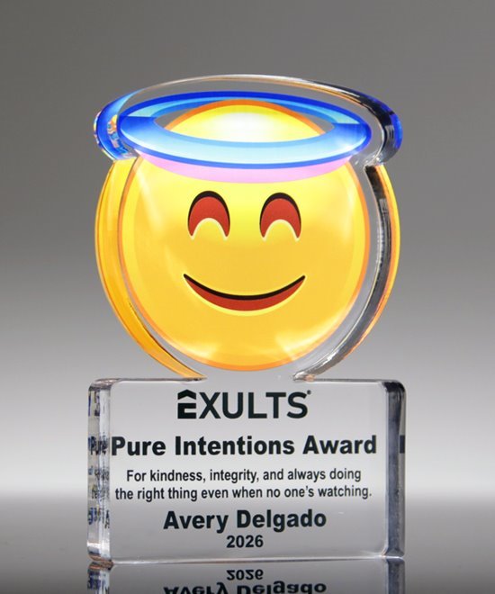 Emoji Halo Face Trophy - Pure Intentions Award | Edco Awards