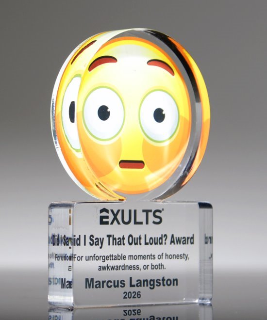 Emoji Wide-Eyed Face Trophy - Most Memorable Moment Award | Edco Awards