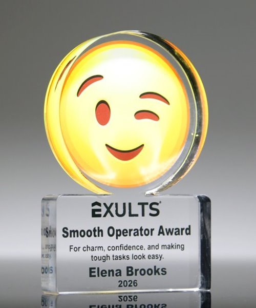 Emoji Winking Face Trophy - Smooth Operator Award | Edco Awards