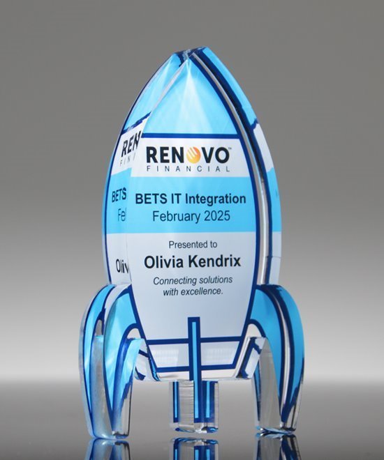 Custom Acrylic Rocket Award | Rocket Shaped Trophy | Edco Awards