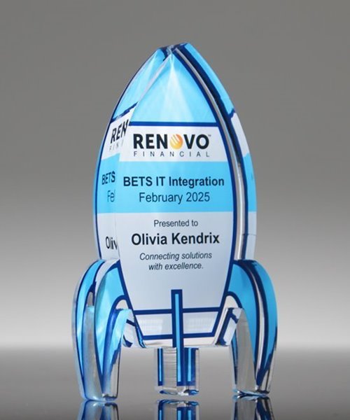 Custom Acrylic Rocket Award | Rocket Shaped Trophy | Edco Awards
