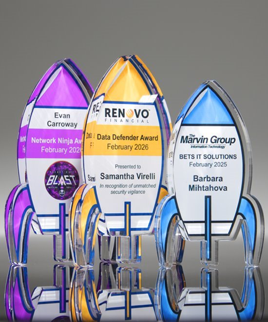 Custom Acrylic Rocket Award | Rocket Shaped Trophy | Edco Awards