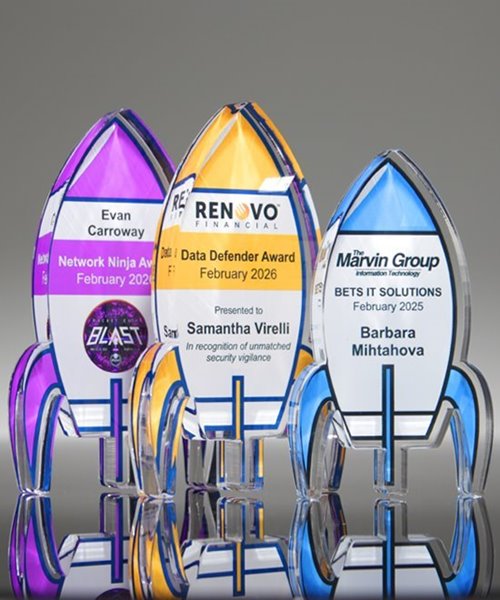 Custom Acrylic Rocket Award | Rocket Shaped Trophy | Edco Awards
