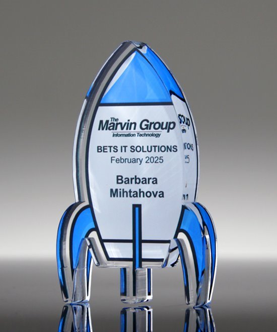 Custom Acrylic Rocket Award | Rocket Shaped Trophy | Edco Awards