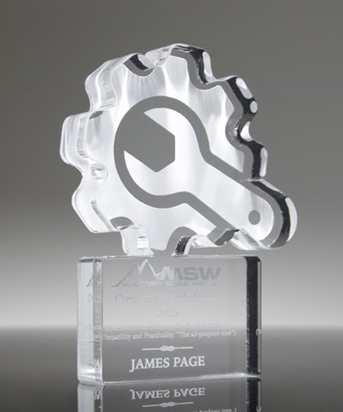 Mechanical Maser Trophy - Gear and Wrench Acrylic | Edco Awards