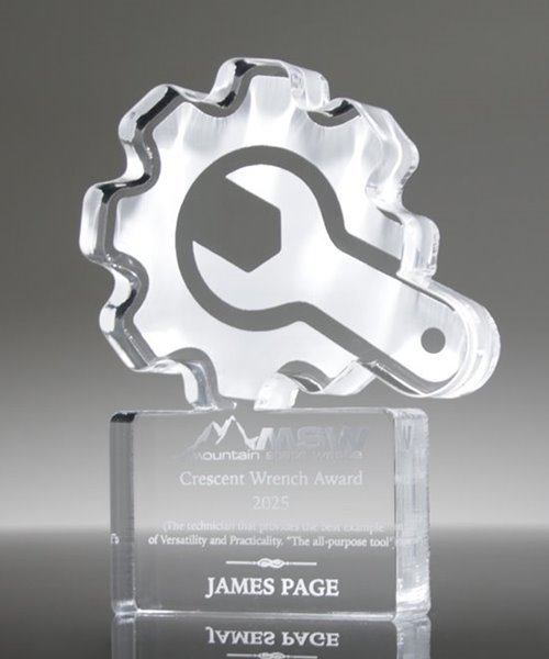 Mechanical Maser Trophy - Gear and Wrench Acrylic | Edco Awards