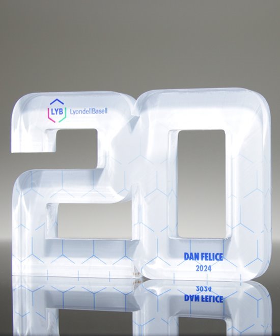 Modern Acrylic Number 20 Trophy | Edco Awards