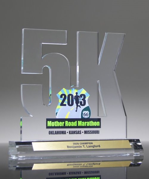 5K Marathon Acrylic Trophy | Custom Running Awards with Engraving ...