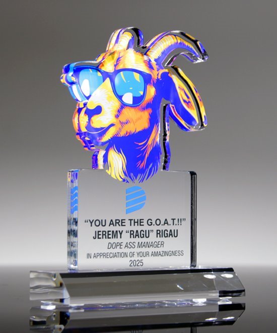 The GOAT Acrylic Award | Large G.O.A.T. Trophy | Edco Awards