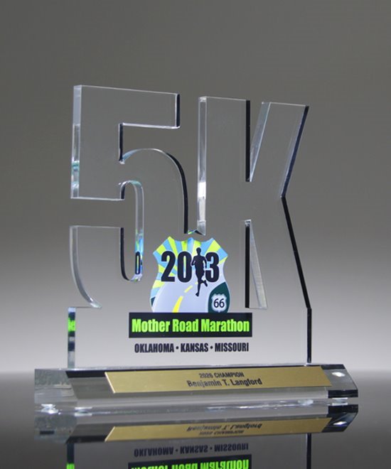 5K Marathon Acrylic Trophy | Custom Running Awards with Engraving ...