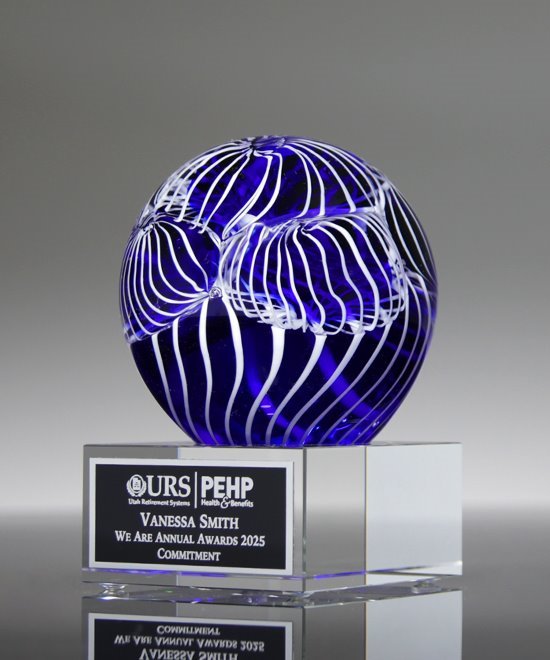 Intrigue Art Glass Sphere Award | Handcrafted Globe with Custom ...