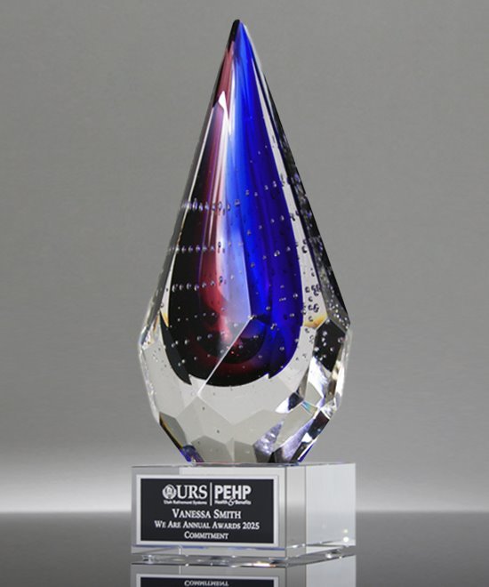 Royal Synergy Glass Diamond Trophy - Clear Base | Edco Awards