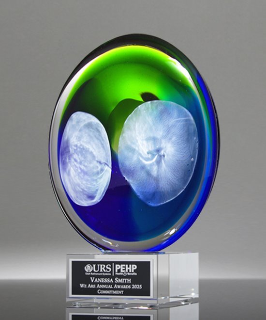 Art Glass Disc Award - Black Base | 2107 | Edco Awards
