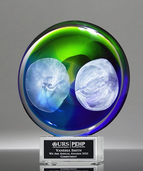Art Glass Disc Award - Black Base | 2107 | Edco Awards