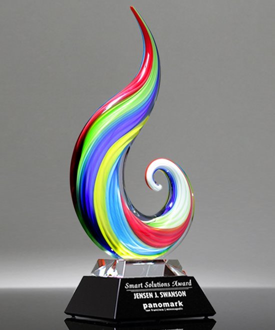 Prism Reflections Art Glass Award | Multi-Color Flame Trophy by EDCO | Edco Awards
