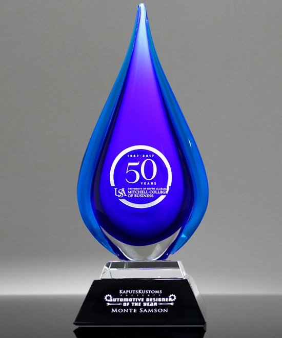Euphoria Reflections Art Glass Award | Blue Flame Trophy | Edco Awards