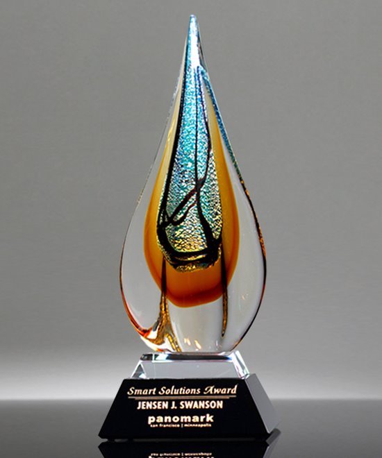 Torchiere Reflections Art Glass Award | Blue Flame Trophy | Edco Awards