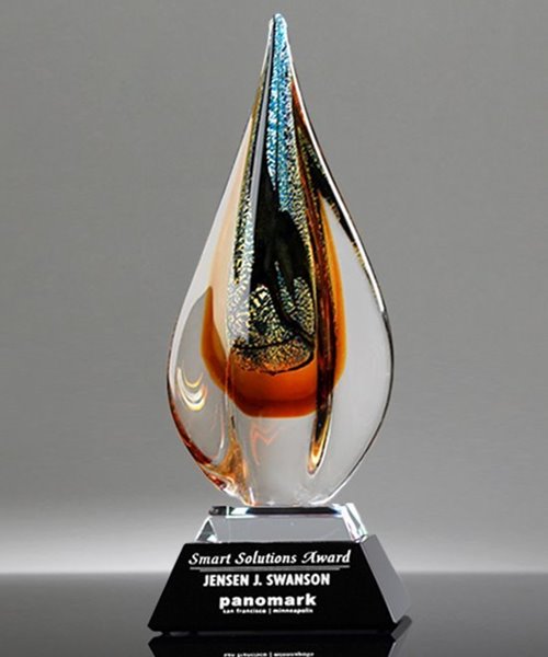 Torchiere Reflections Art Glass Award | Blue Flame Trophy | Edco Awards