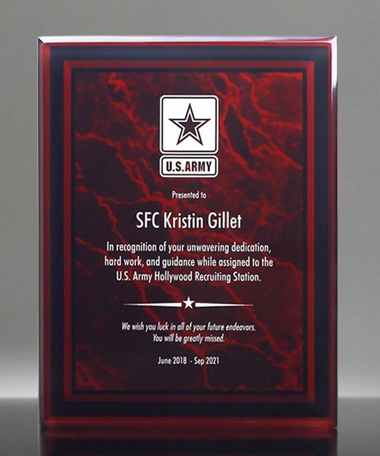 Red Marble Acrylic Plaque 8" x 10" | BDR-8RM | Edco Awards