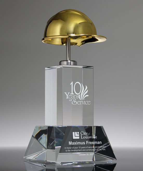 Hard Hat Tower Crystal Award | Construction Trophy | Edco Awards