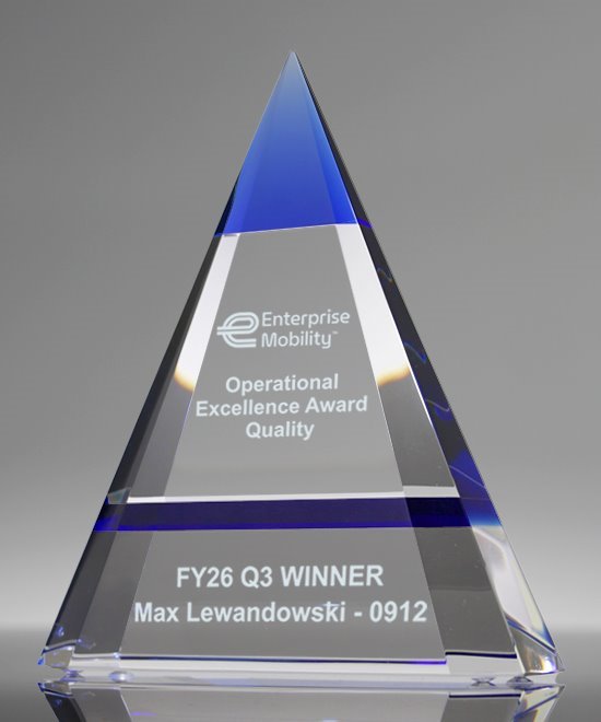 Albright Blue Crystal Pyramid | OPT8372-L | Edco Awards