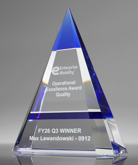 Albright Blue Crystal Pyramid | OPT8372-L | Edco Awards