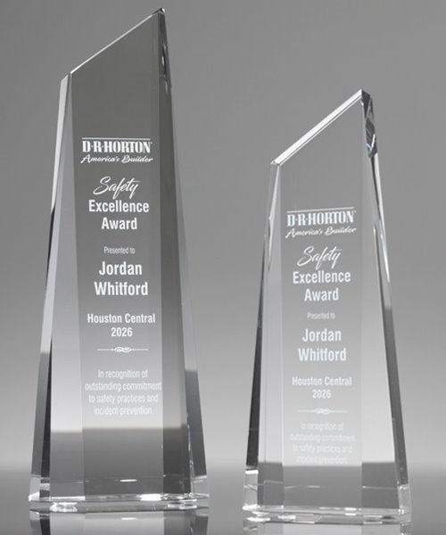 Clear Crystal Polygon Obelisk Award | Saxton Tower | Edco Awards