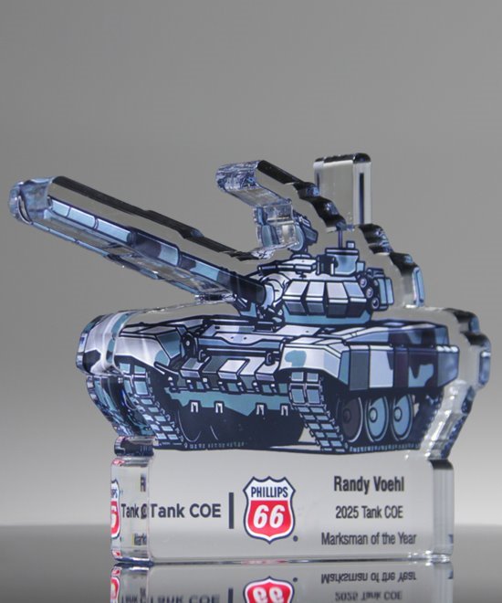 Acrylic Tank Trophy | Military Award | Edco Awards