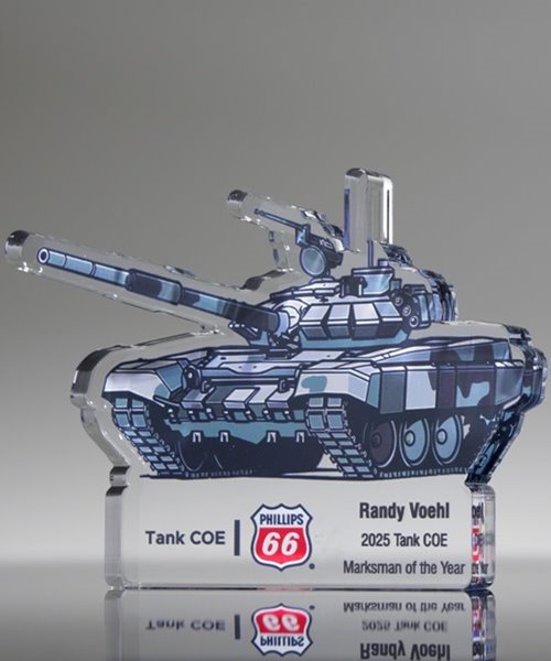 Acrylic Tank Trophy | Military Award | Edco Awards