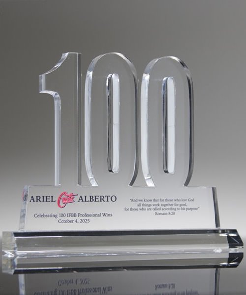 Number 100 Acrylic Trophy | Centennial Award | Edco Awards