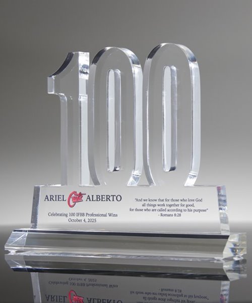 Number 100 Acrylic Trophy | Centennial Award | Edco Awards
