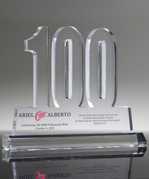 Number 100 Acrylic Trophy | Centennial Award | Edco Awards
