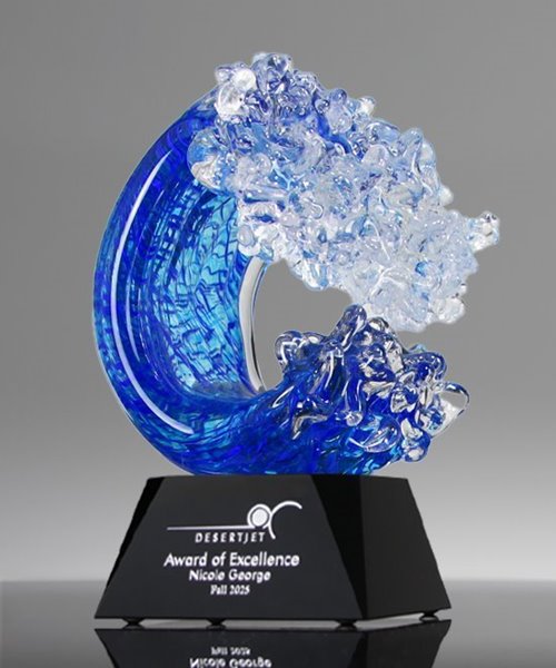 Force of Nature Glass Wave Award - Black Base | Edco Awards