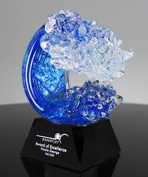 Force of Nature Glass Wave Award - Black Base | Edco Awards