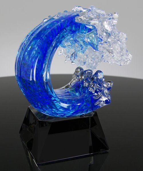 Force of Nature Glass Wave Award - Black Base | Edco Awards