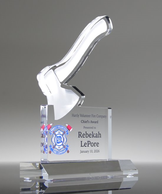 Full Color Acrylic Axe Trophy | Firefighter Trophy | Edco Awards