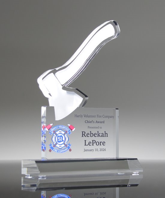 Full Color Acrylic Axe Trophy | Firefighter Trophy | Edco Awards