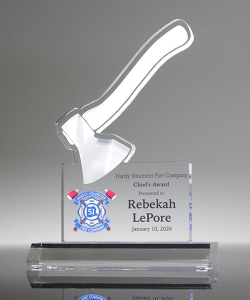 Full Color Acrylic Axe Trophy | Firefighter Trophy | Edco Awards