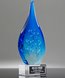 Blue Flare Art Glass Award | Crystal Cube Base | Edco Awards