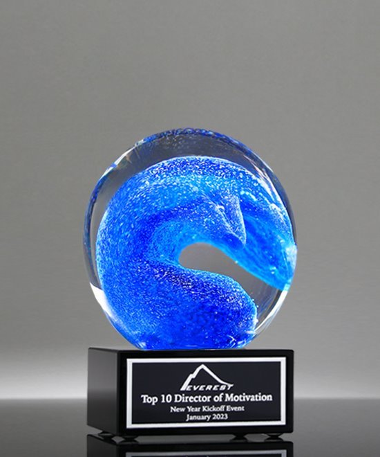 Ocean Wave Globe Trophy - Black Base | Edco Awards
