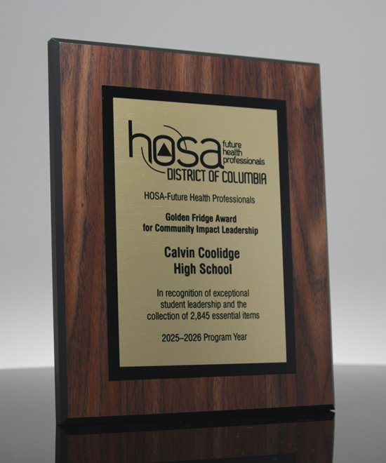 Black-Edge Walnut Value Plaque With Gold Plate | Edco Awards